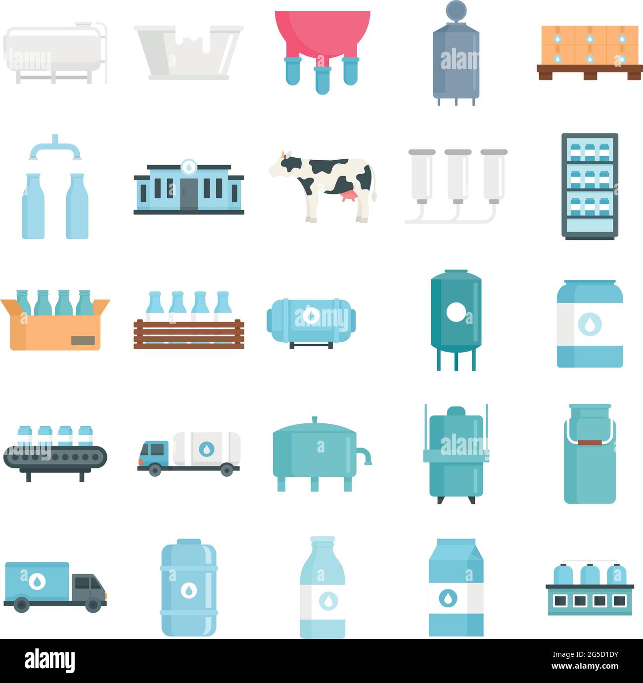 Milk factory icons set flat vector isolated Stock Vector Image & Art ...