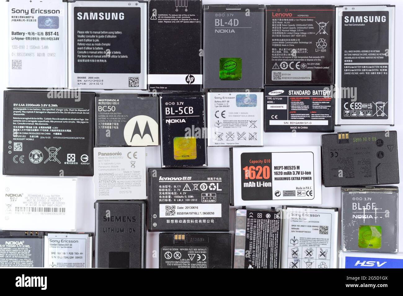 Prague, CZ 03 may 2021: replaceable batteries, Used cell mobile phone ...