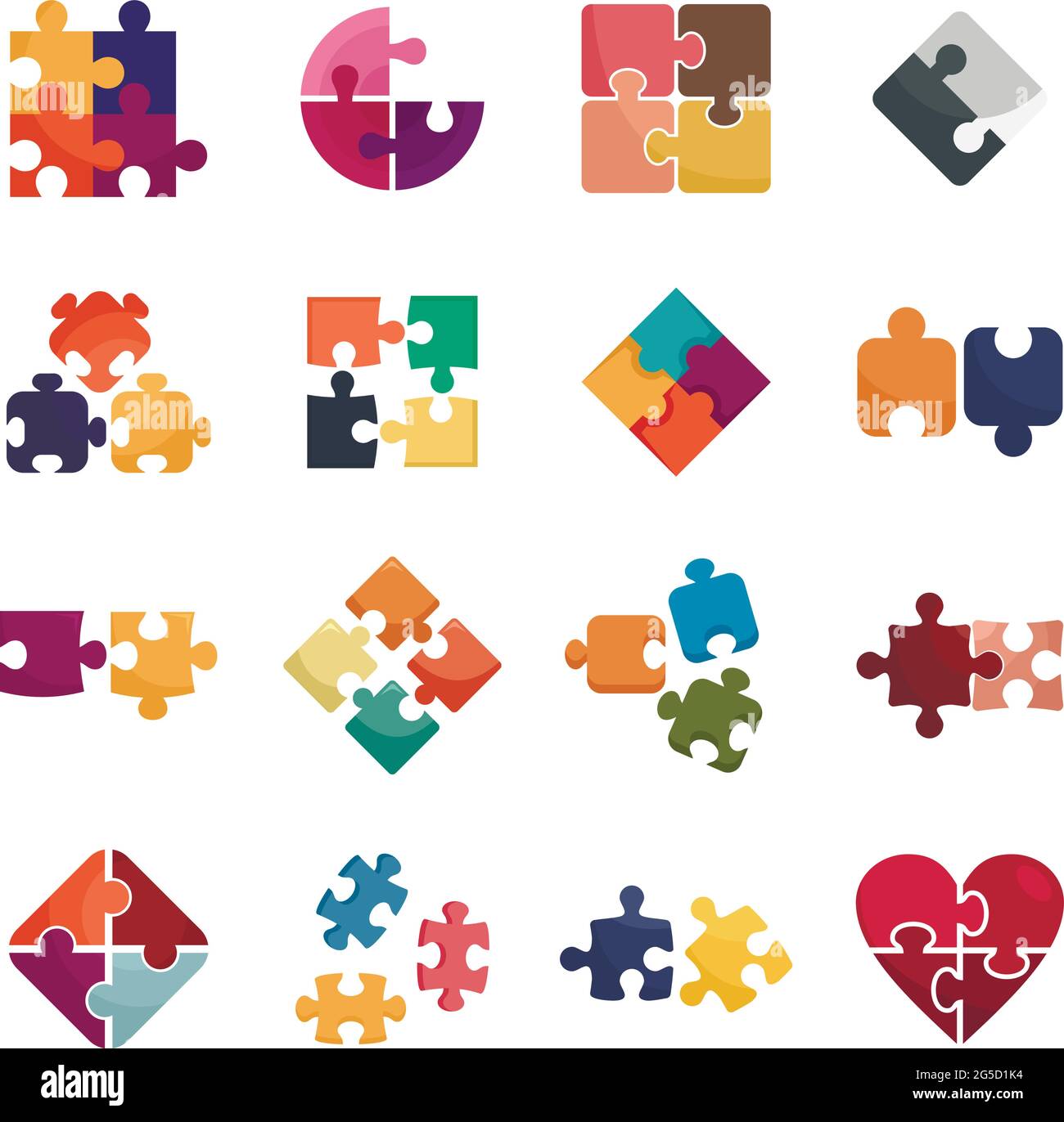 Jigsaw icons set flat vector isolated Stock Vector Image & Art - Alamy