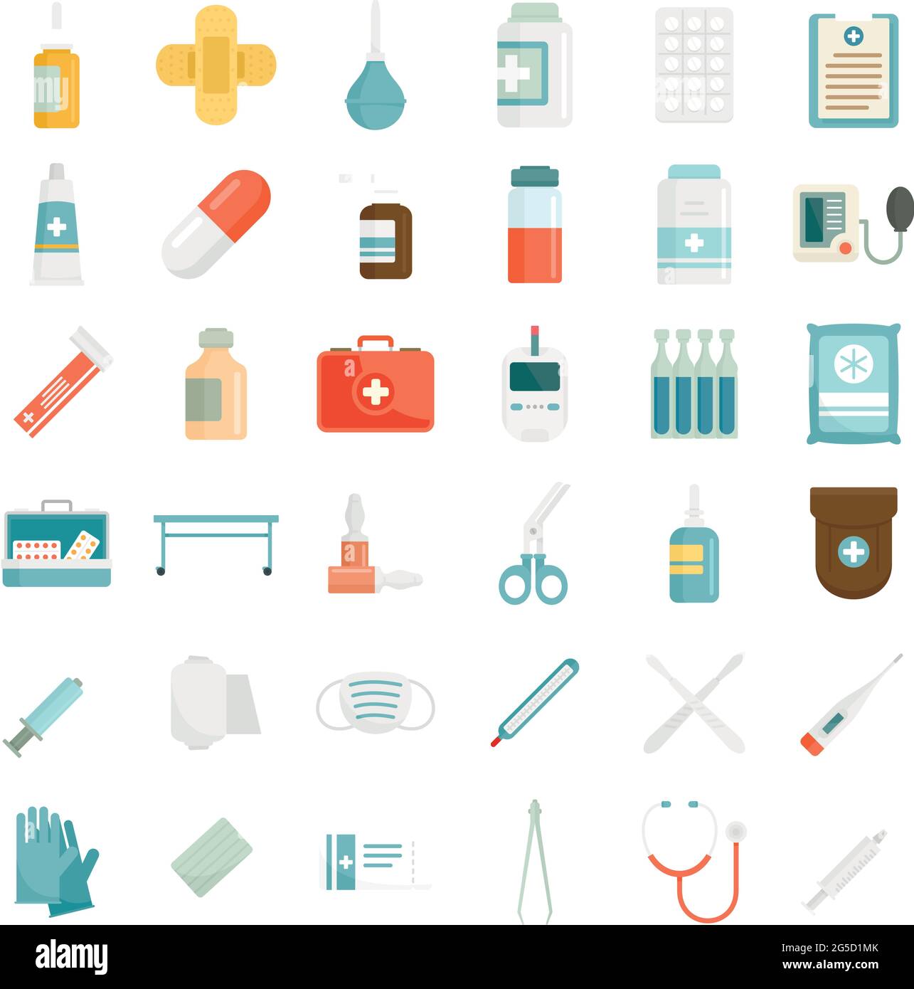 First medical aid icons set flat vector isolated Stock Vector Image ...
