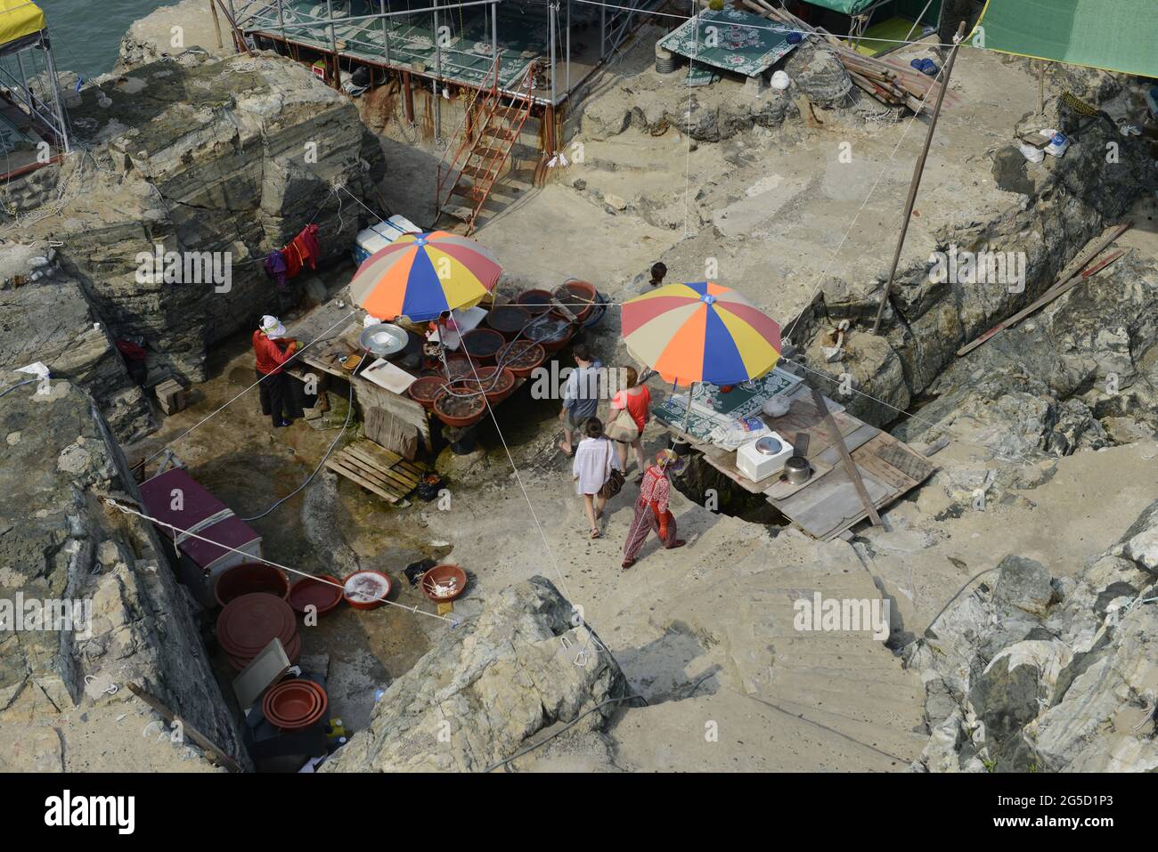 High angle shot of people living in poor conditions in Taejongdae In ...