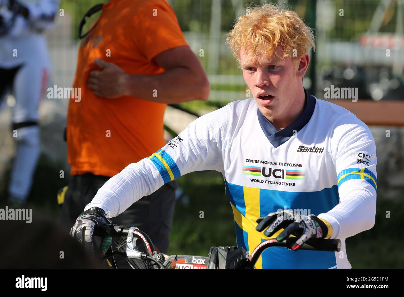 Einar LINDBERG of Sweden finishes second of the Men Junior UCI BMX ...