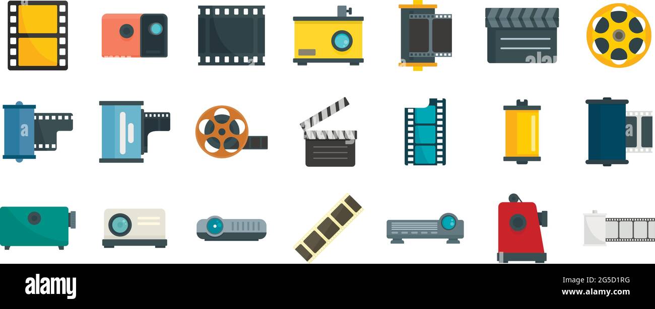 Filmstrip icons set flat vector isolated Stock Vector Image & Art - Alamy