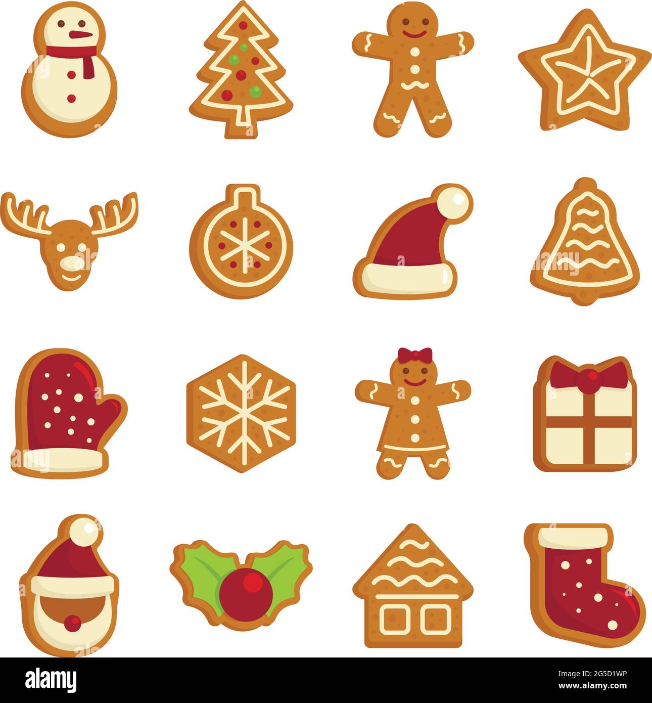 Gingerbread icons set flat vector isolated Stock Vector Image & Art - Alamy