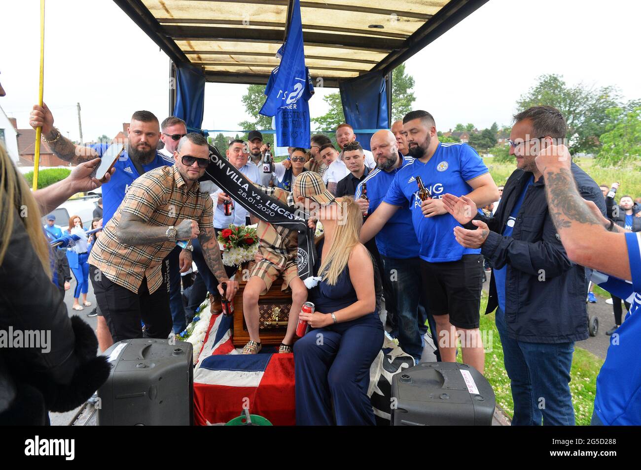 Leicester, UK. 26th June 2021. UK News. A funeral carnival parade for ...