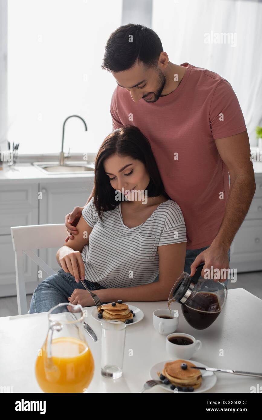 Man eating pancakes hi-res stock photography and images - Alamy