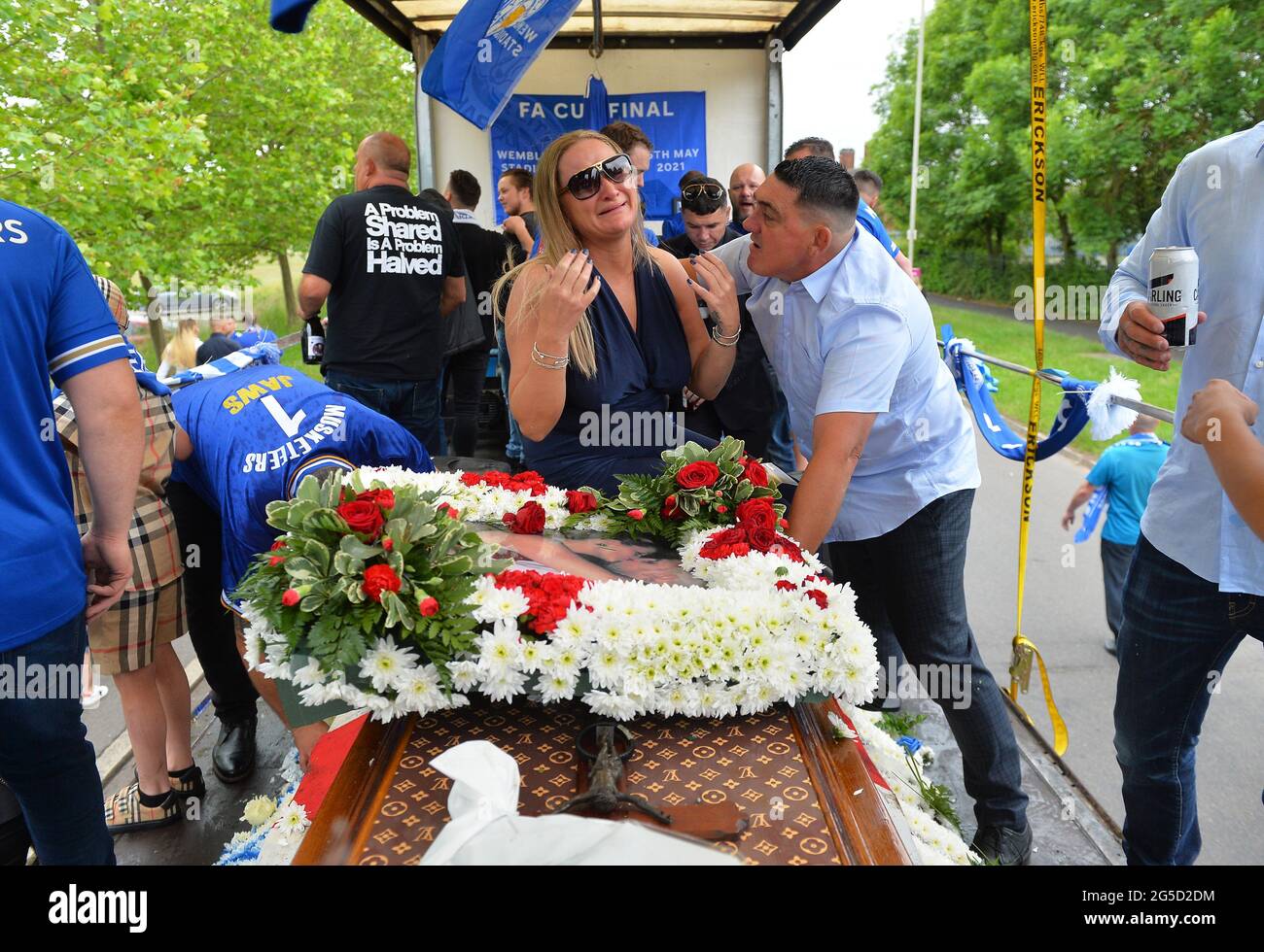 Leicester, UK. 26th June 2021. UK News. A funeral carnival parade for ...