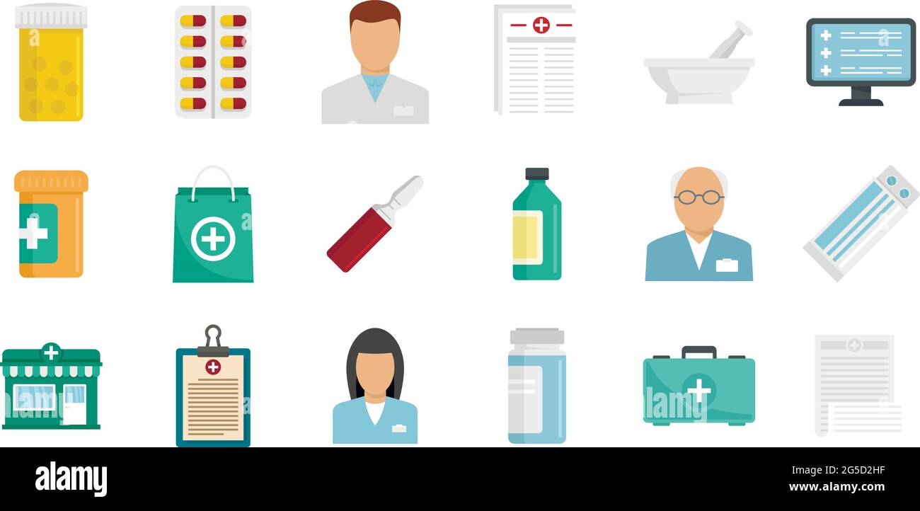 Pharmacist icons set flat vector isolated Stock Vector Image & Art - Alamy