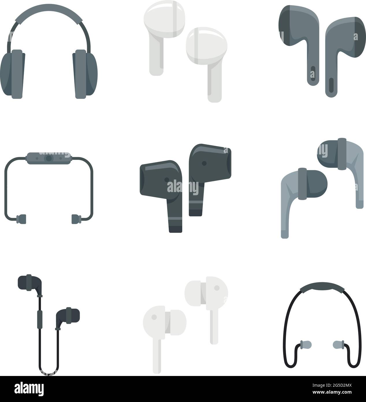 Wireless earbuds icons set flat vector isolated Stock Vector Image ...