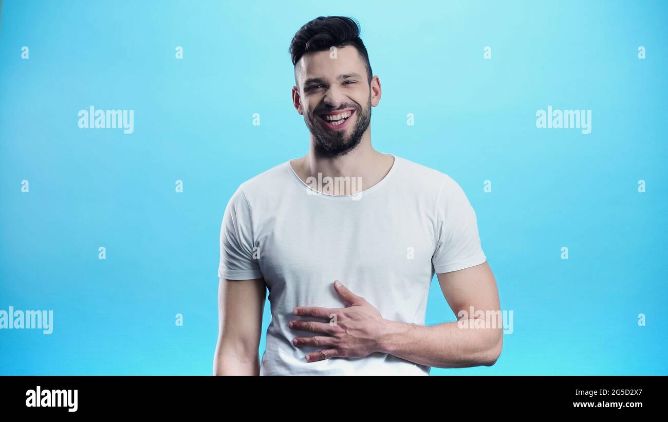 Excited man laughing looking hi-res stock photography and images - Alamy