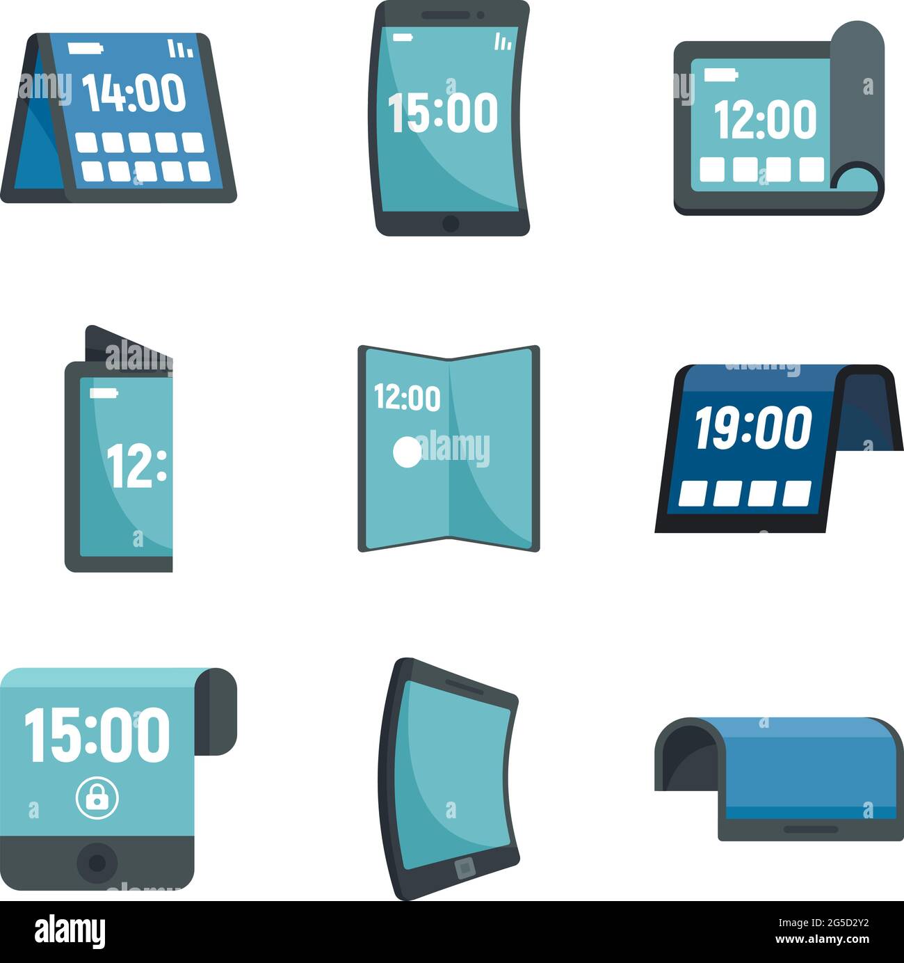 Flexible display icons set flat vector isolated Stock Vector Image ...