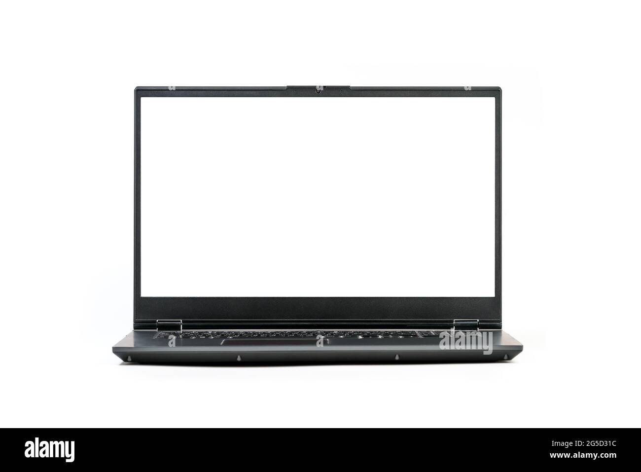 Large open Laptop isolated on white background - front view with ...
