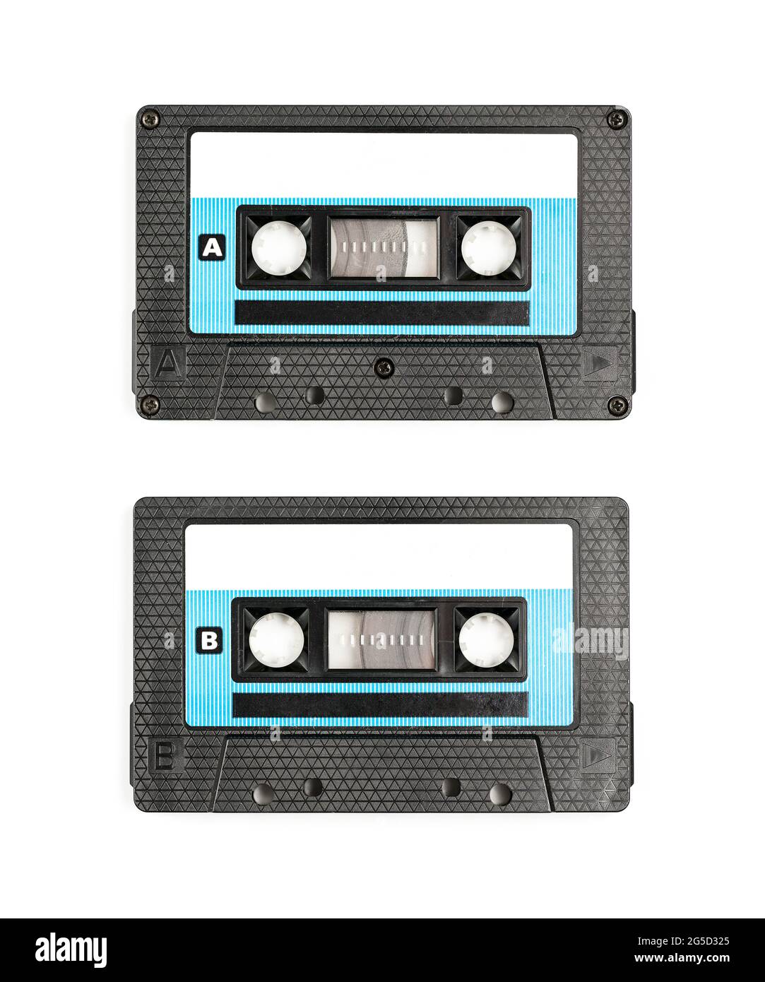 Old Vintage Audio cassette tape - both sides A and B isolated on a white background eiyj ...