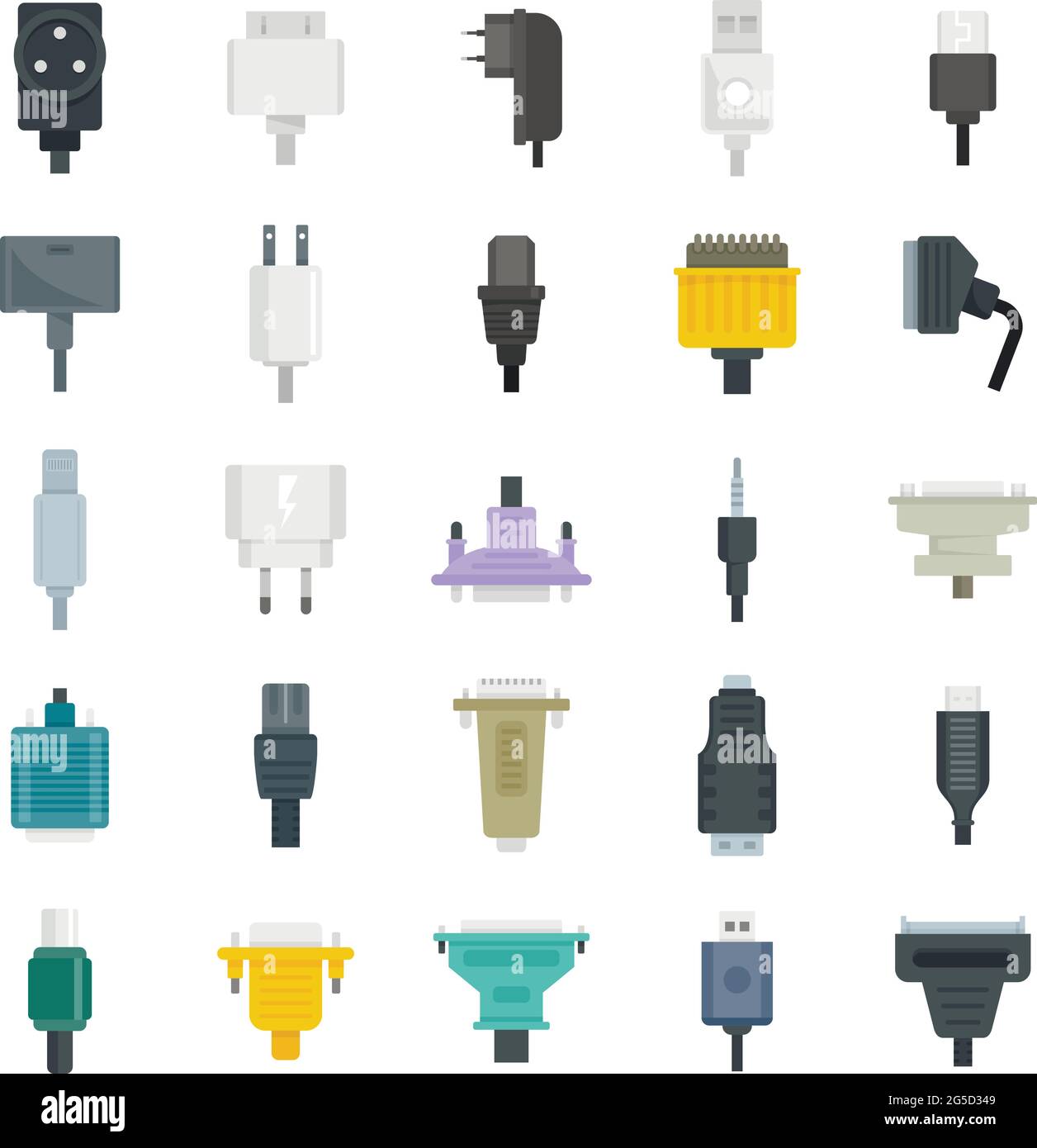 Adapter icons set flat vector isolated Stock Vector Image & Art - Alamy