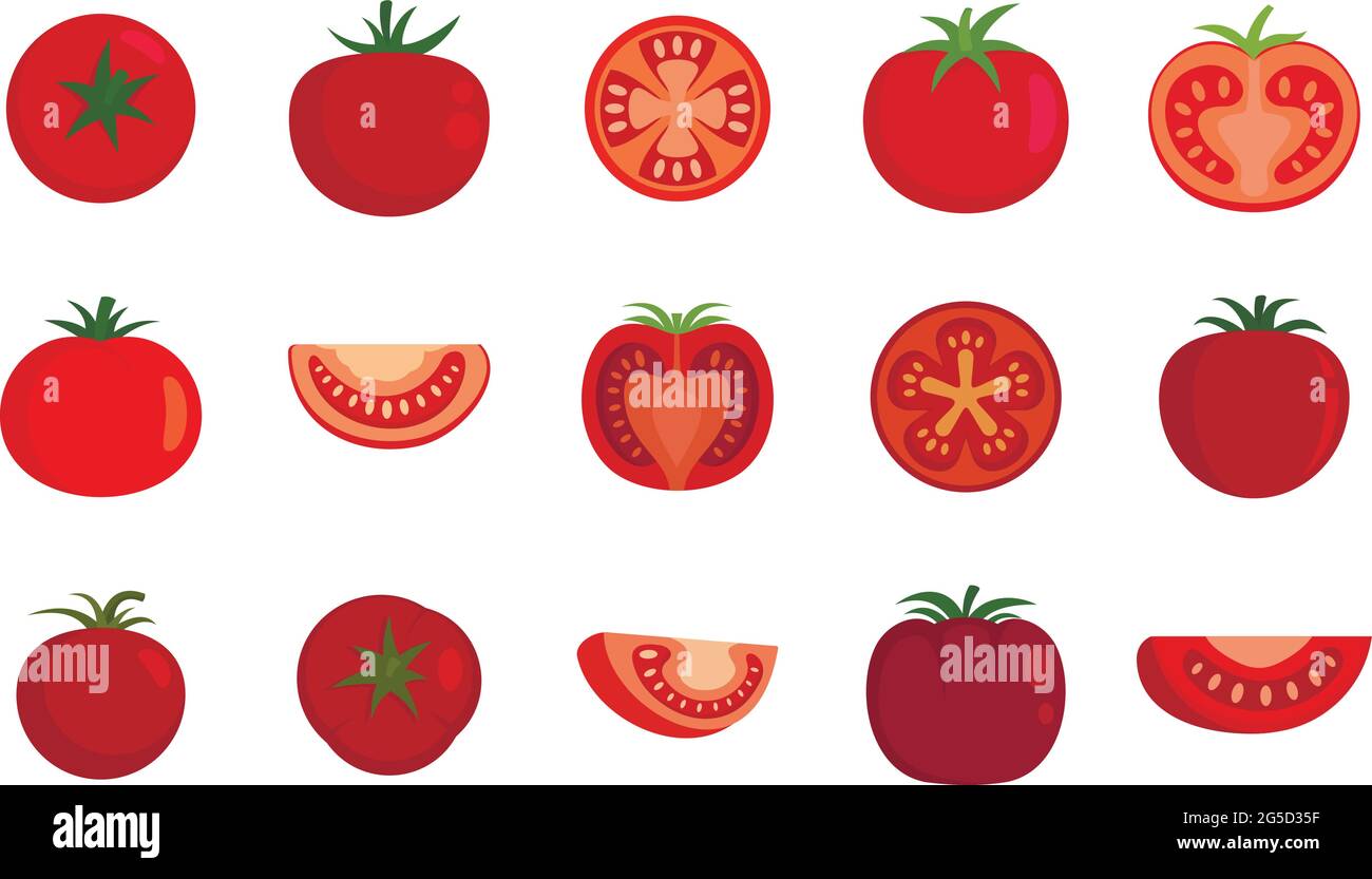 Tomato icons set flat vector isolated Stock Vector Image & Art - Alamy