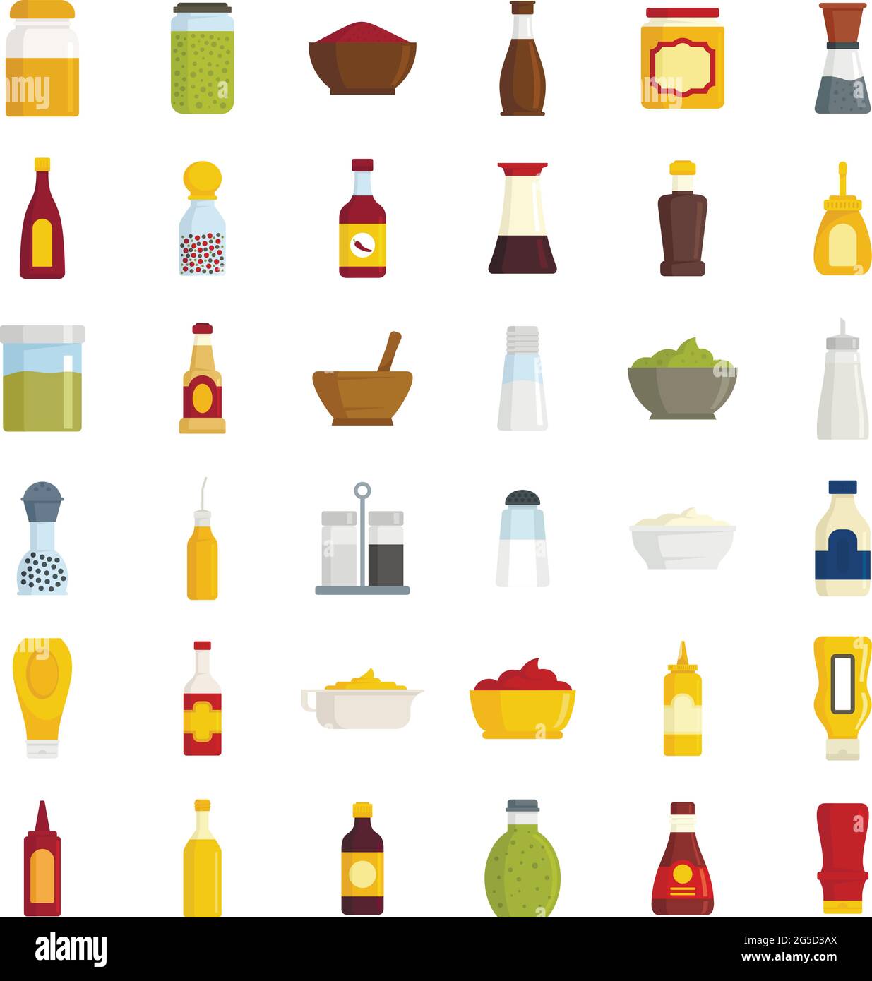 Condiment icons set flat vector isolated Stock Vector Image & Art - Alamy