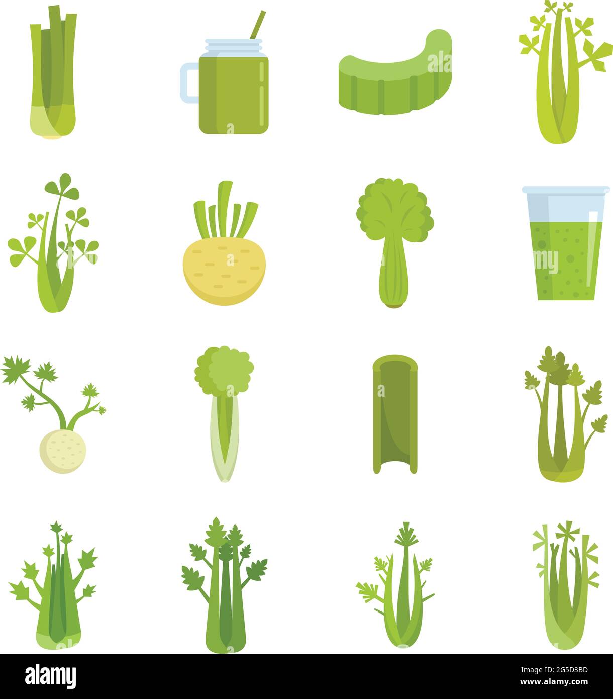 Celery icons set flat vector isolated Stock Vector Image & Art - Alamy