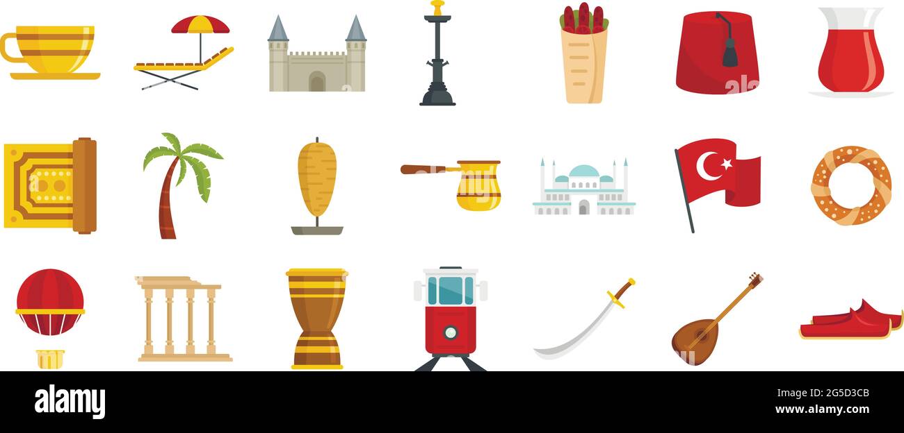 Turkey country icons set flat vector isolated Stock Vector Image & Art ...