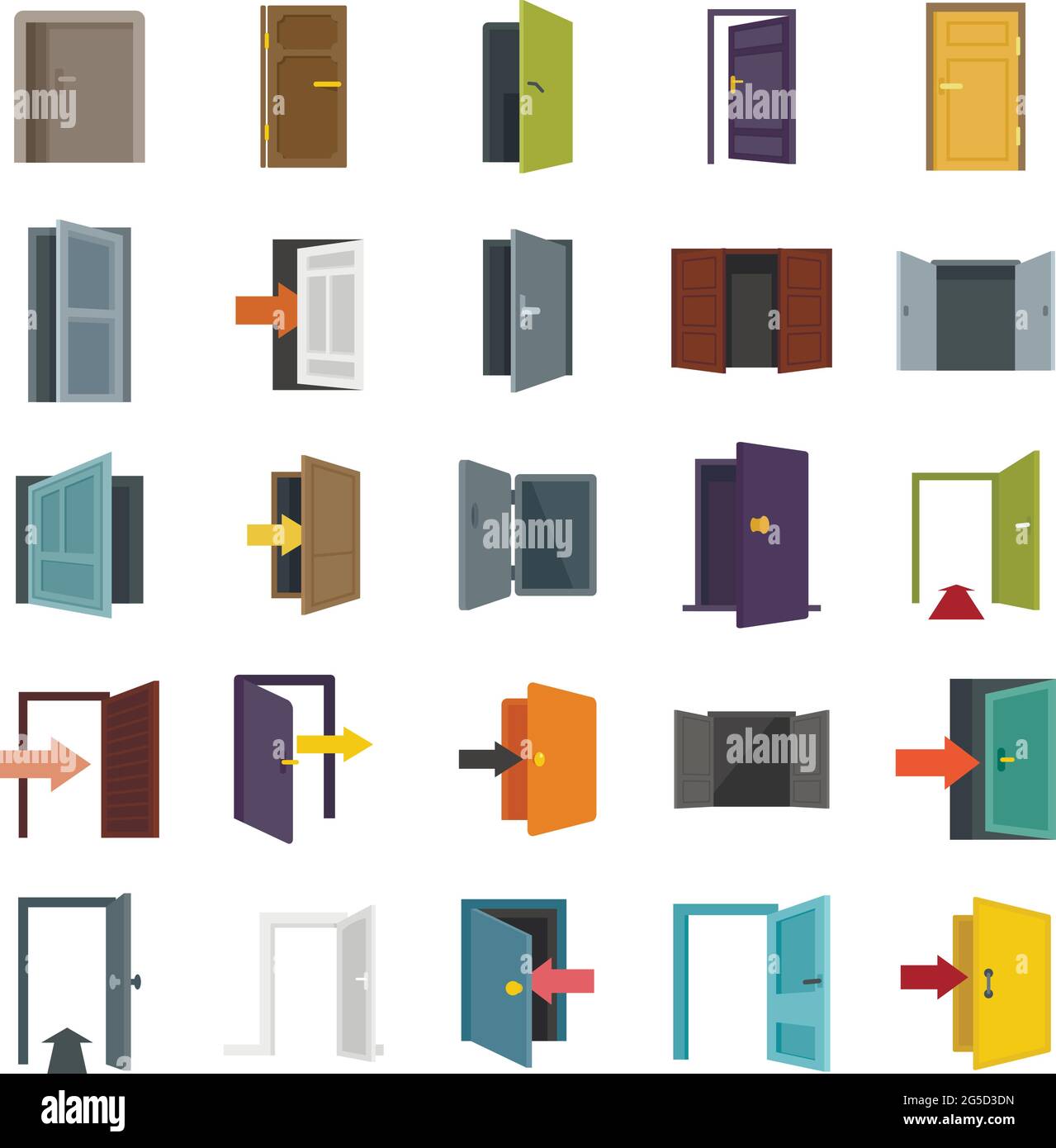 Entrance icons set flat vector isolated Stock Vector Image & Art - Alamy