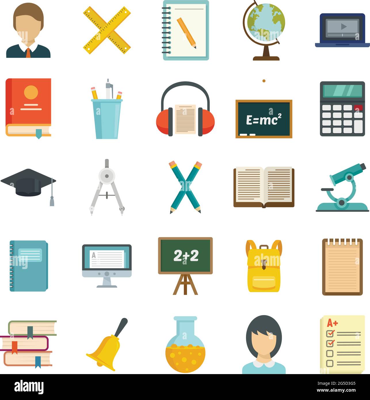 Lesson icons set flat vector isolated Stock Vector Image & Art - Alamy