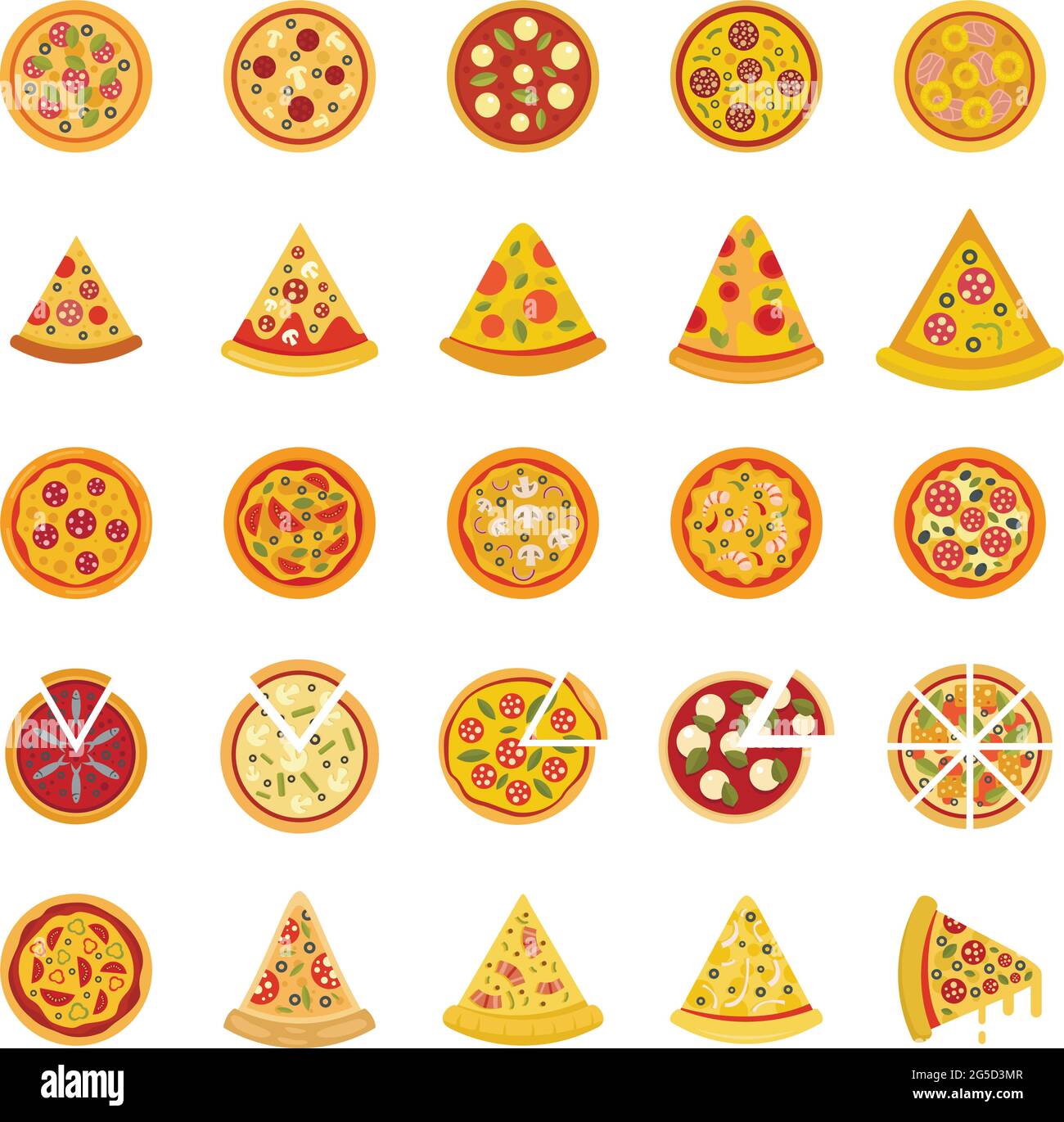 Pizza icons set flat vector isolated Stock Vector Image & Art - Alamy