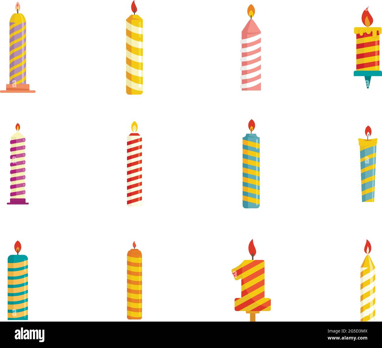 Birthday candle icons set flat vector isolated Stock Vector Image & Art ...