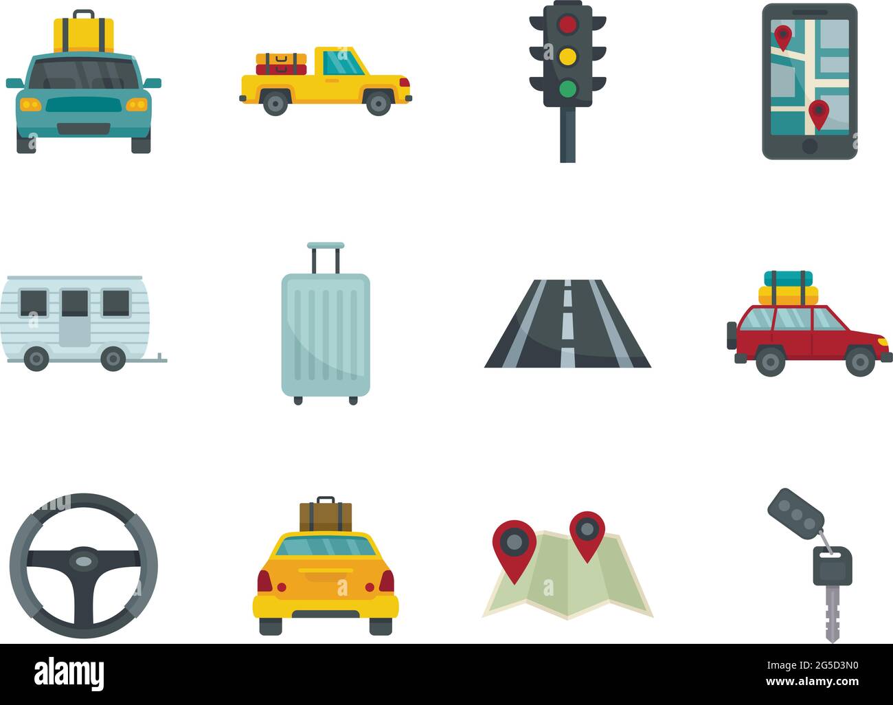 Car trip icons set flat vector isolated Stock Vector Image & Art - Alamy