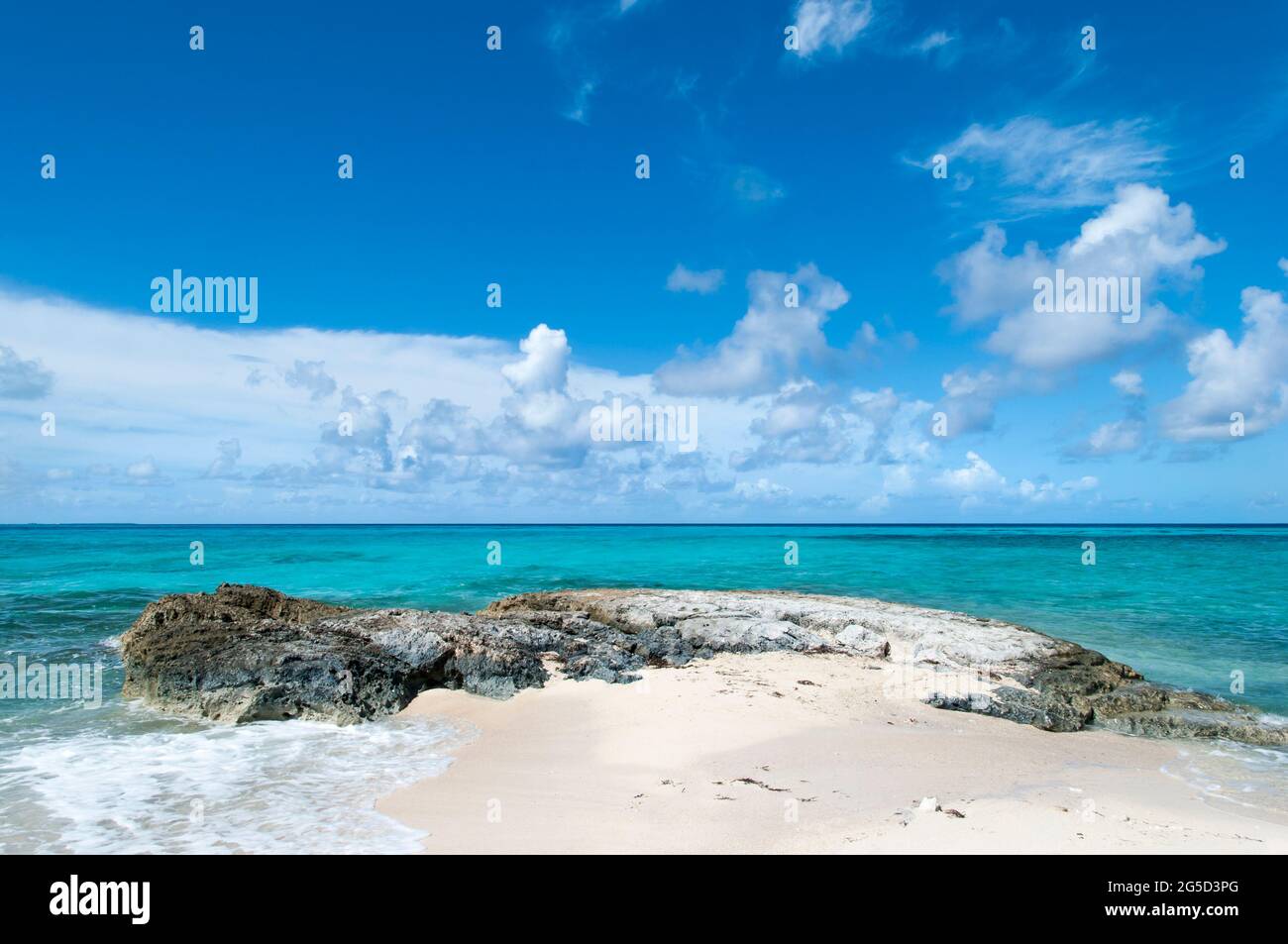 The scenic view of Grand Turk island beach with turquoise color waters ...