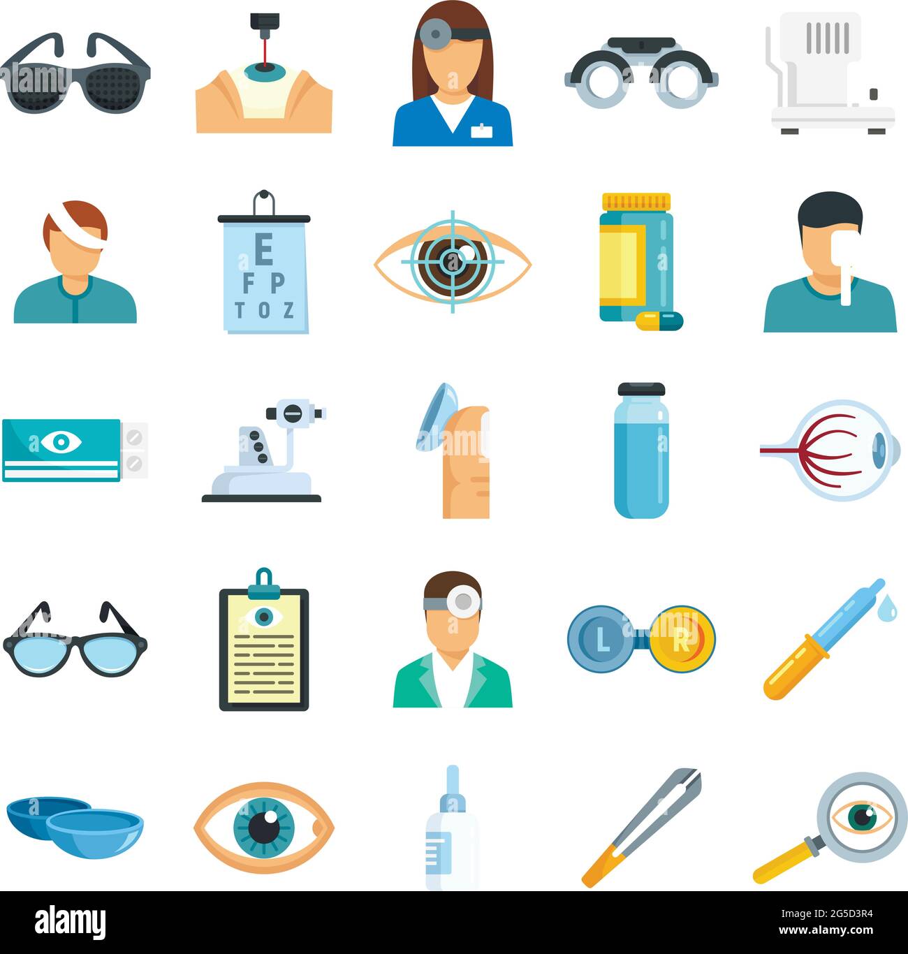 Eye examination icons set flat vector isolated Stock Vector Image & Art ...