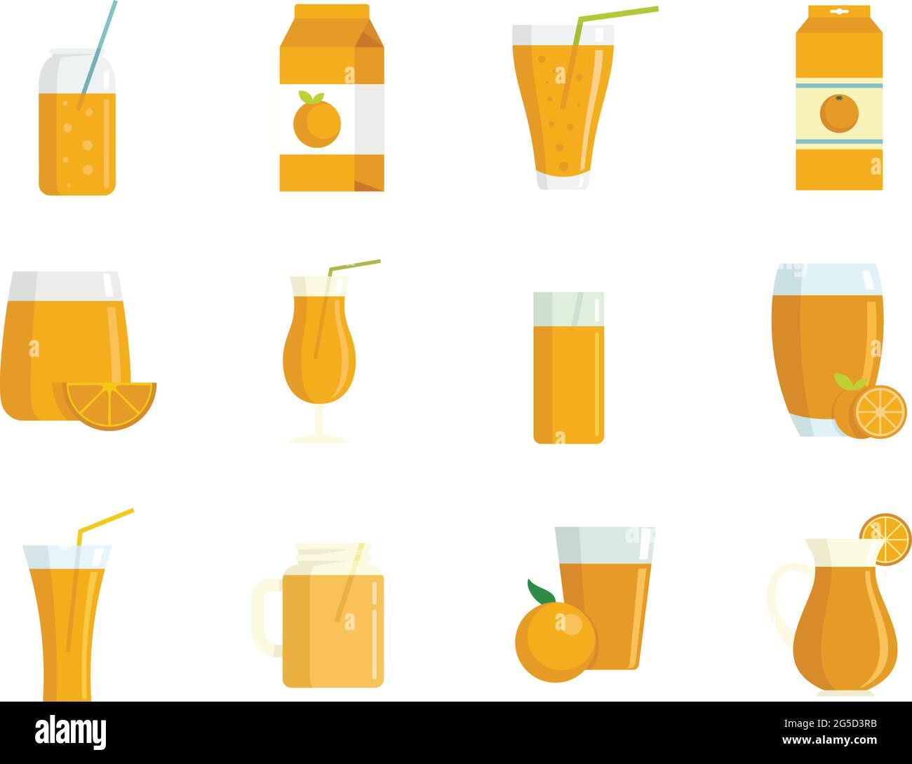 Juice orange icons set flat vector isolated Stock Vector Image & Art ...