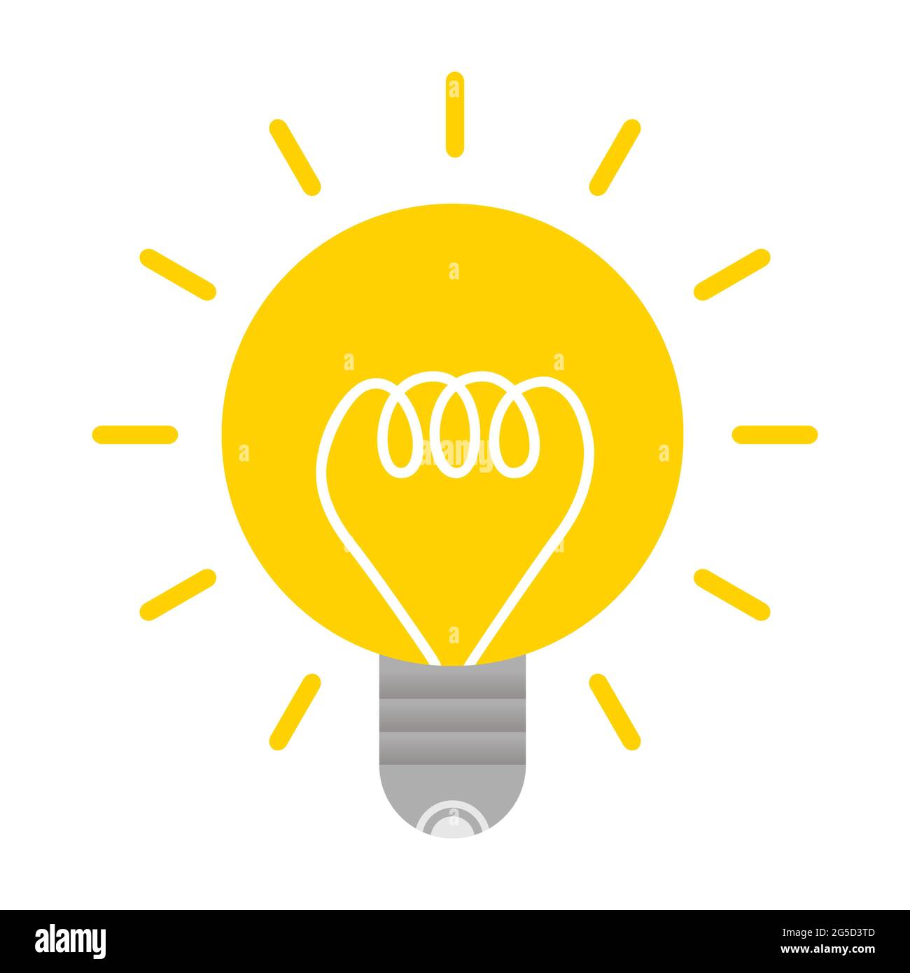 Vector yellow light bulb with filament on isolated background Stock ...