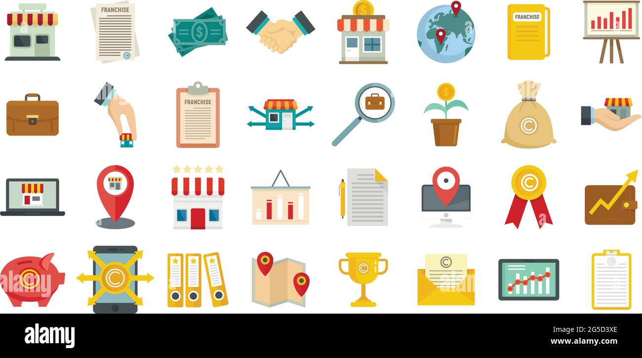 Franchise icons set flat vector isolated Stock Vector Image & Art - Alamy