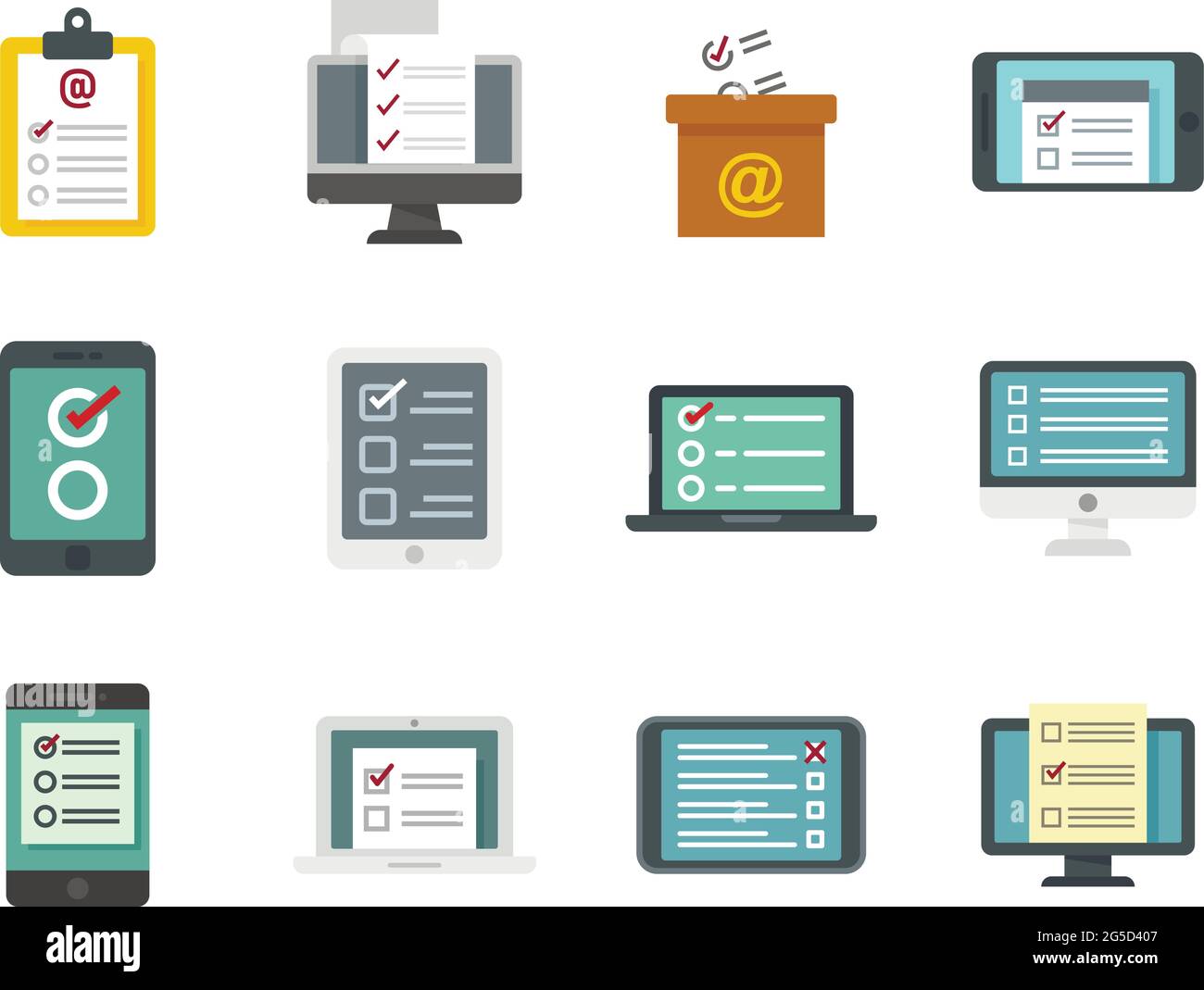 Online survey icons set flat vector isolated Stock Vector Image & Art ...