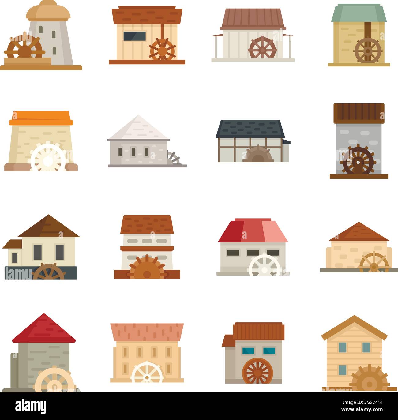 Water mill icons set flat vector isolated Stock Vector Image & Art - Alamy