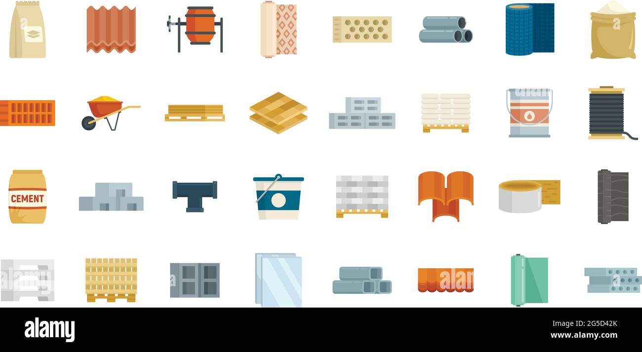 Construction materials icons set flat vector isolated Stock Vector ... Construction materials icons set flat vector isolated Stock Vector ...