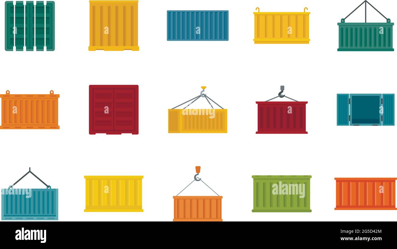 Cargo container icons set flat vector isolated Stock Vector Image & Art ...