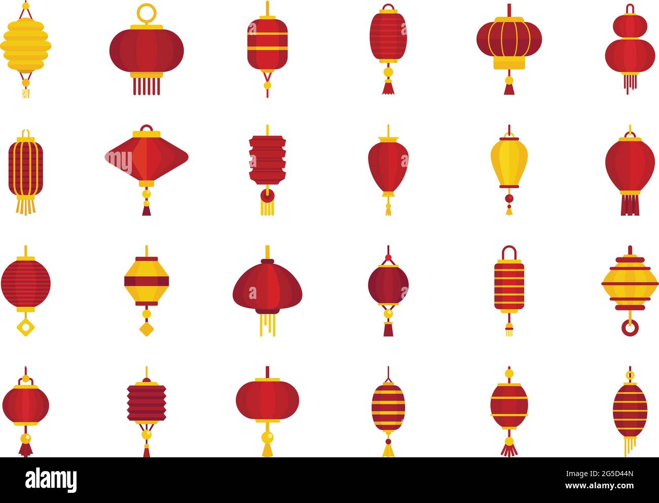 Chinese lantern icons set flat vector isolated Stock Vector Image & Art ...