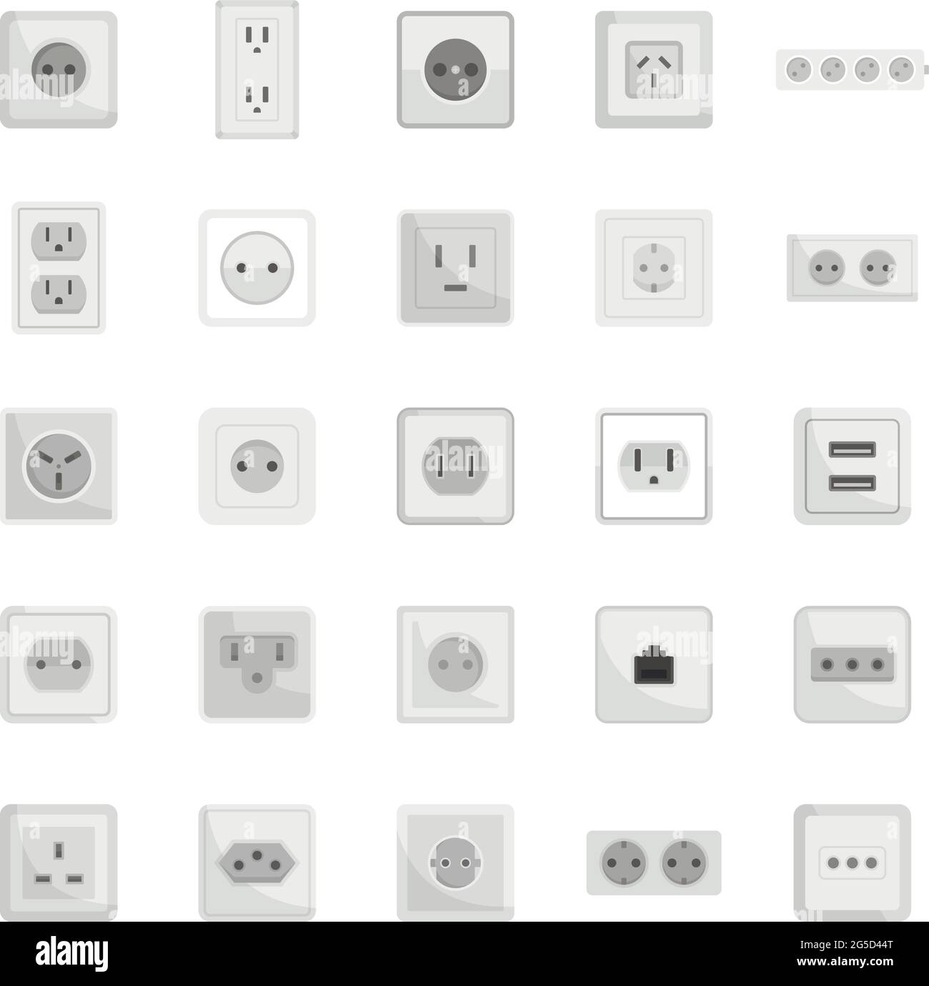 Power Socket Icons Set Flat Vector Isolated Stock Vector Image And Art Alamy
