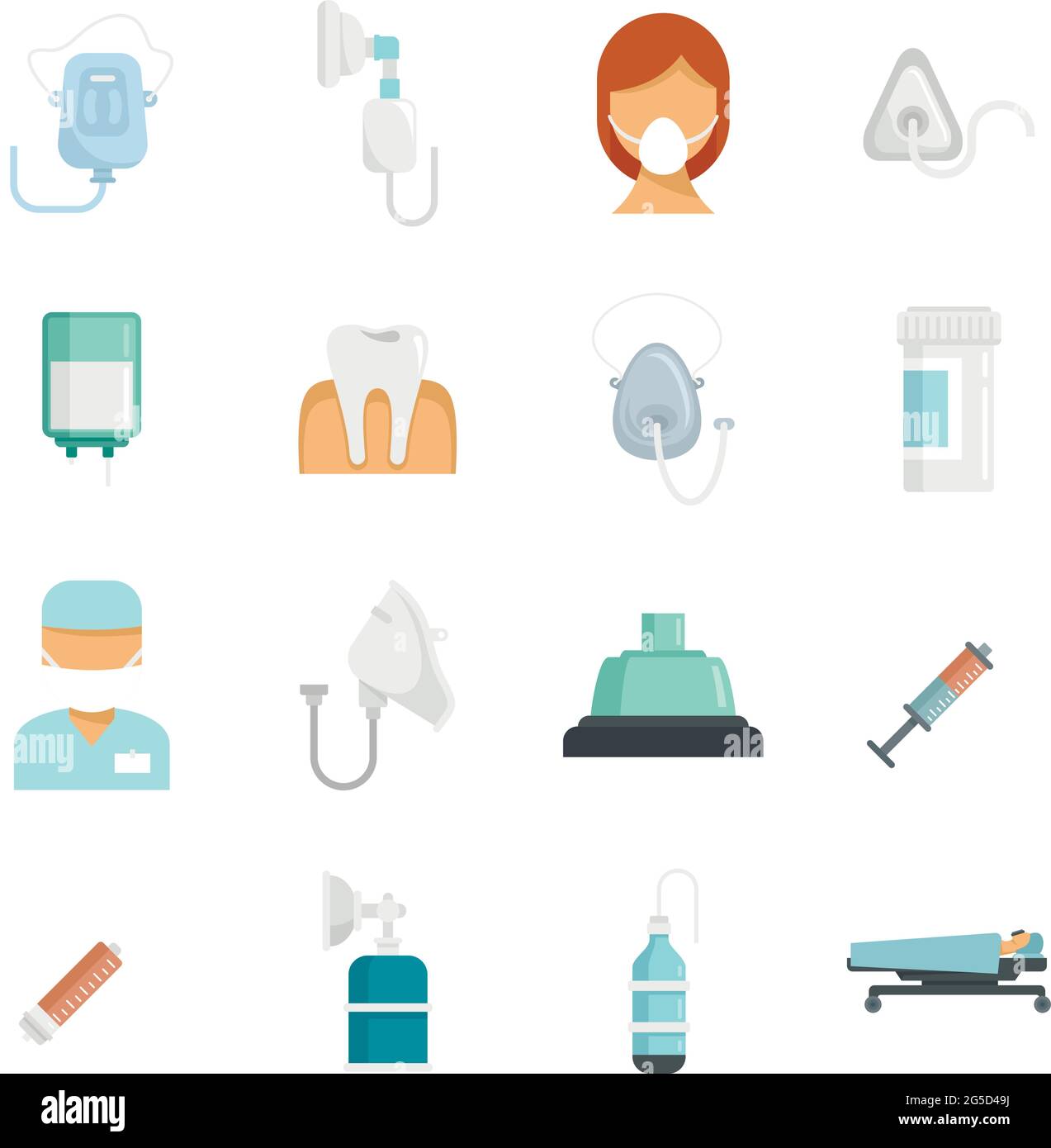 Anesthesia icons set flat vector isolated Stock Vector Image & Art - Alamy