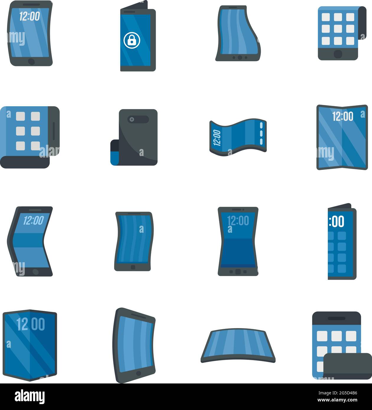 Flexible screen icons set flat vector isolated Stock Vector Image & Art ...