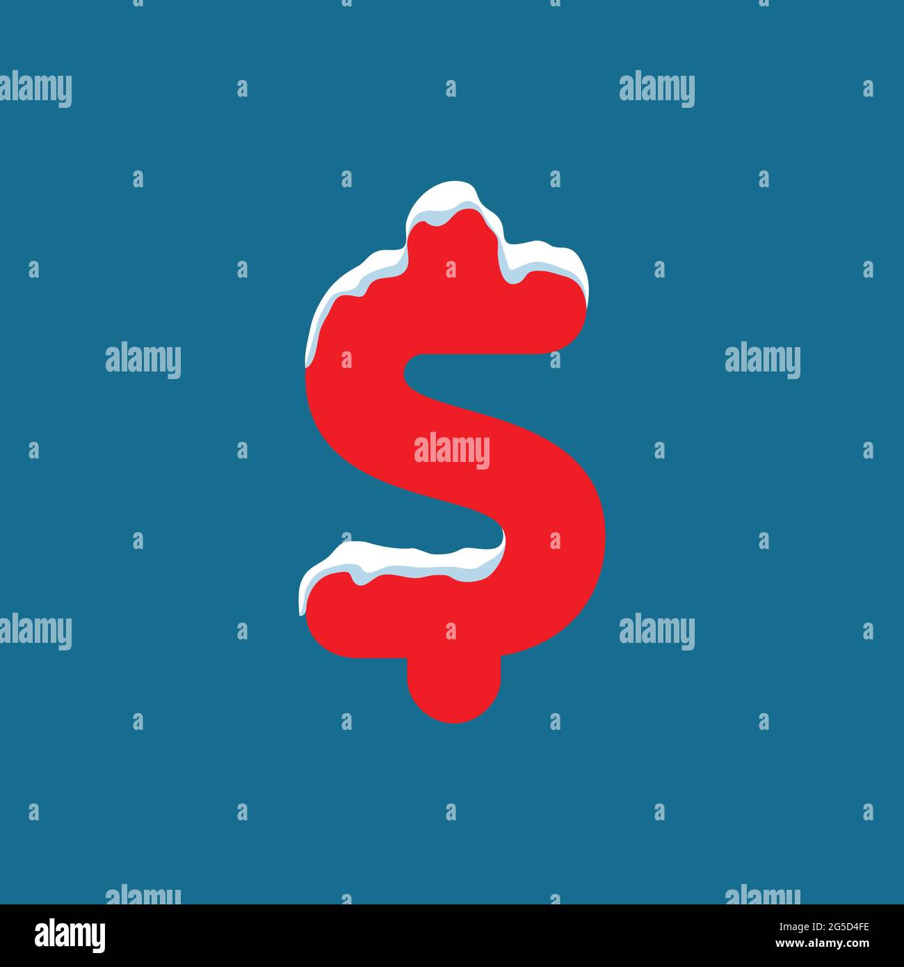 Dollar sign , made from frosty snowflakes, vector font. Dollar snow ...