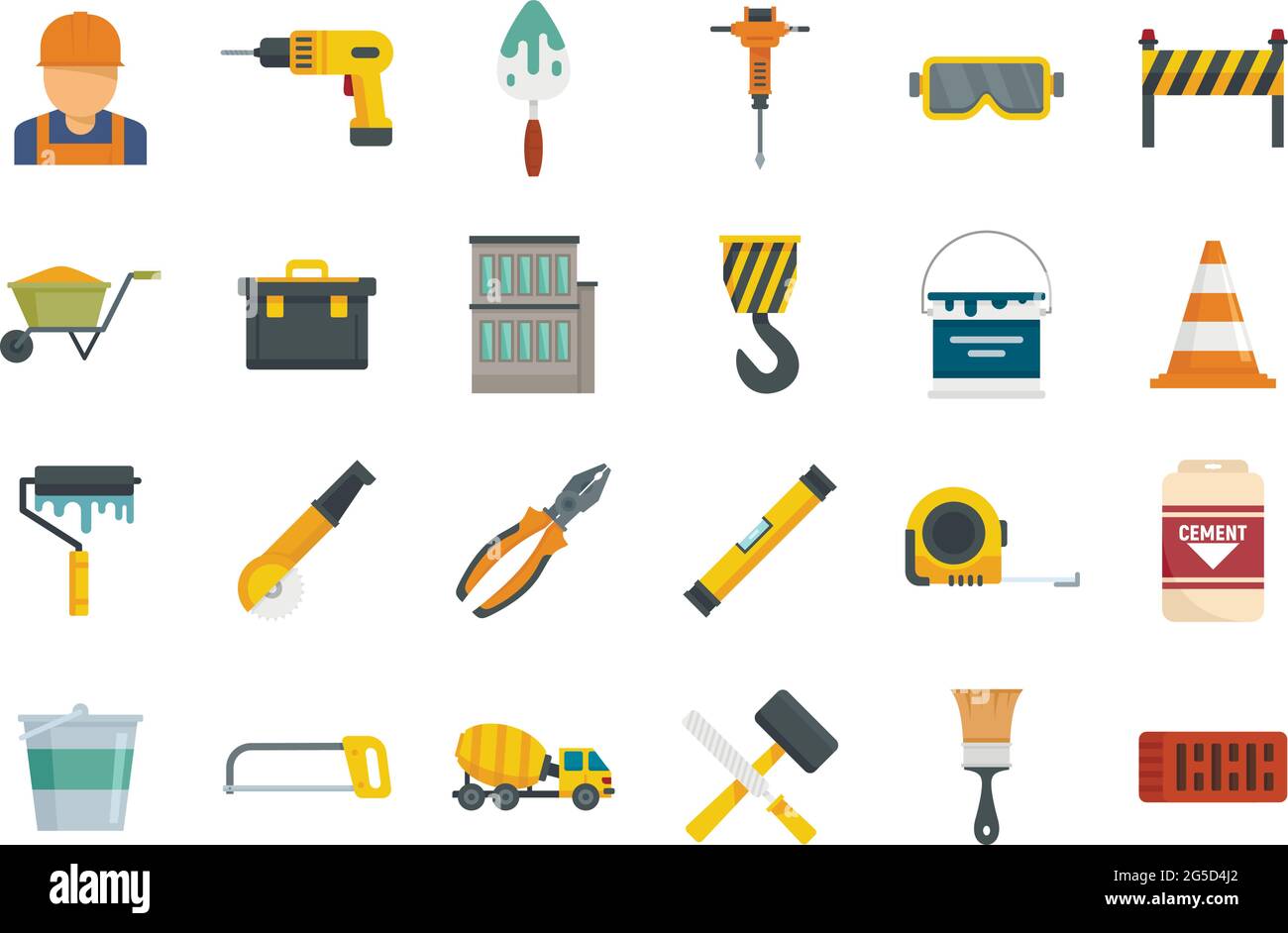 Building reconstruction icons set flat vector isolated Stock Vector ...