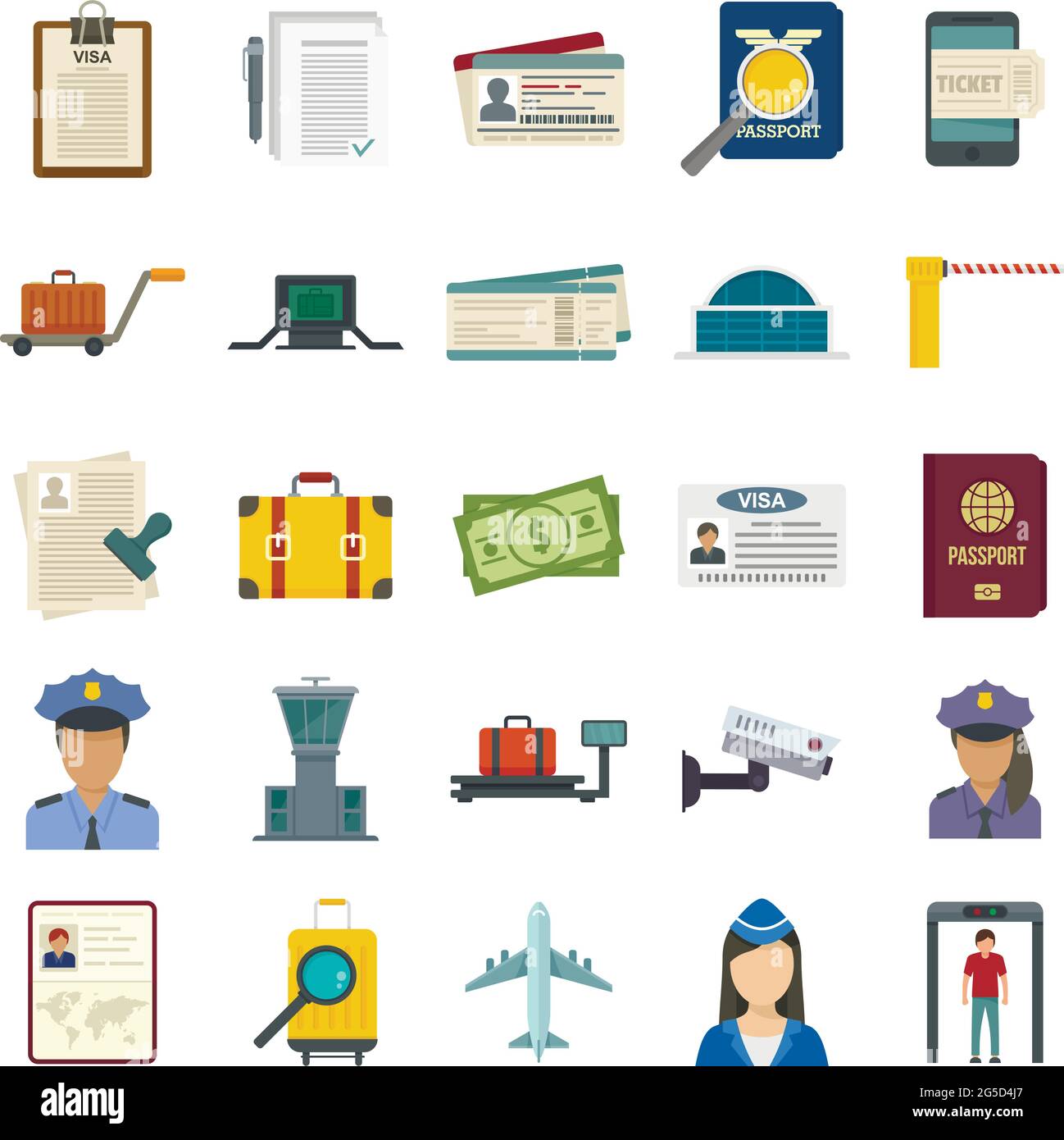 Passport control icons set flat vector isolated Stock Vector Image ...