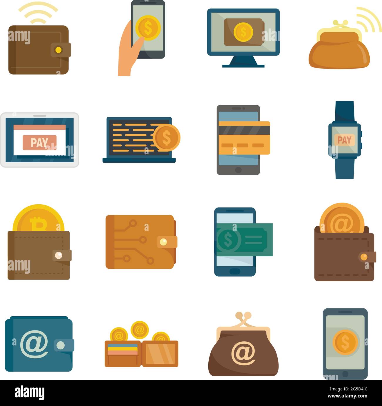 Digital wallet icons set flat vector isolated Stock Vector Image & Art ...