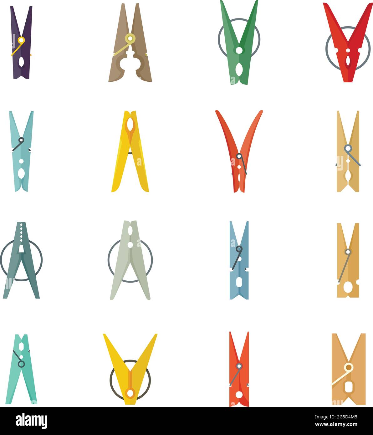 Clothes pins icons set flat vector isolated Stock Vector Image & Art ...