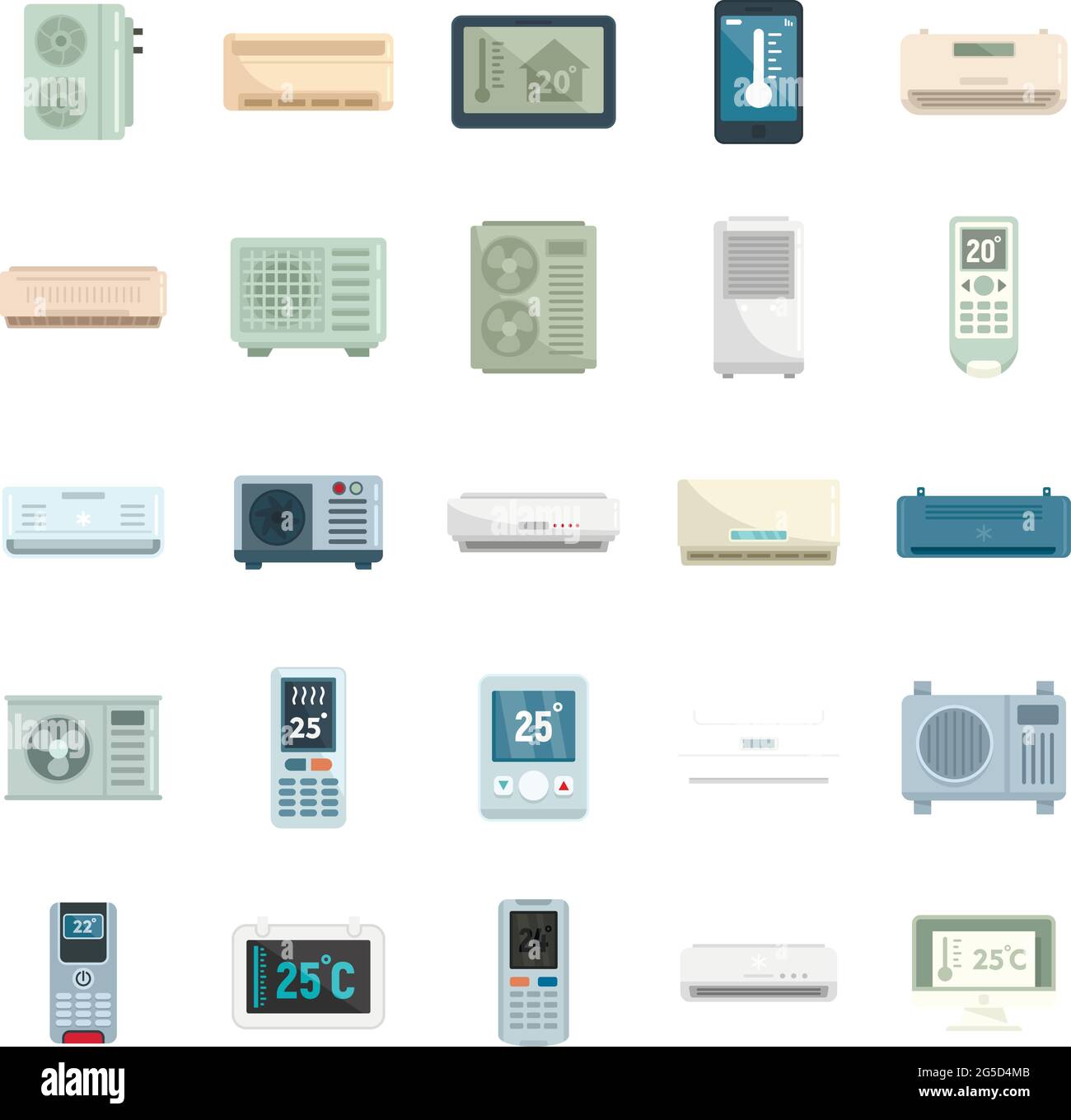 Climate control systems icons set flat vector isolated Stock Vector ...