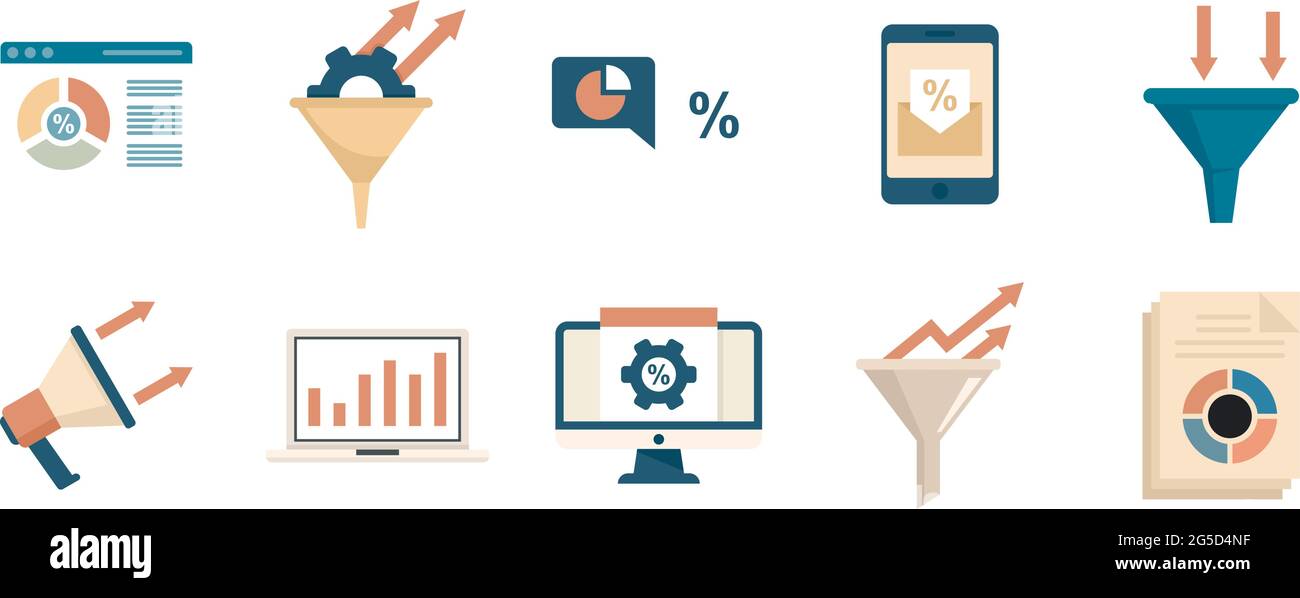 Conversion rate icons set flat vector isolated Stock Vector Image & Art ...