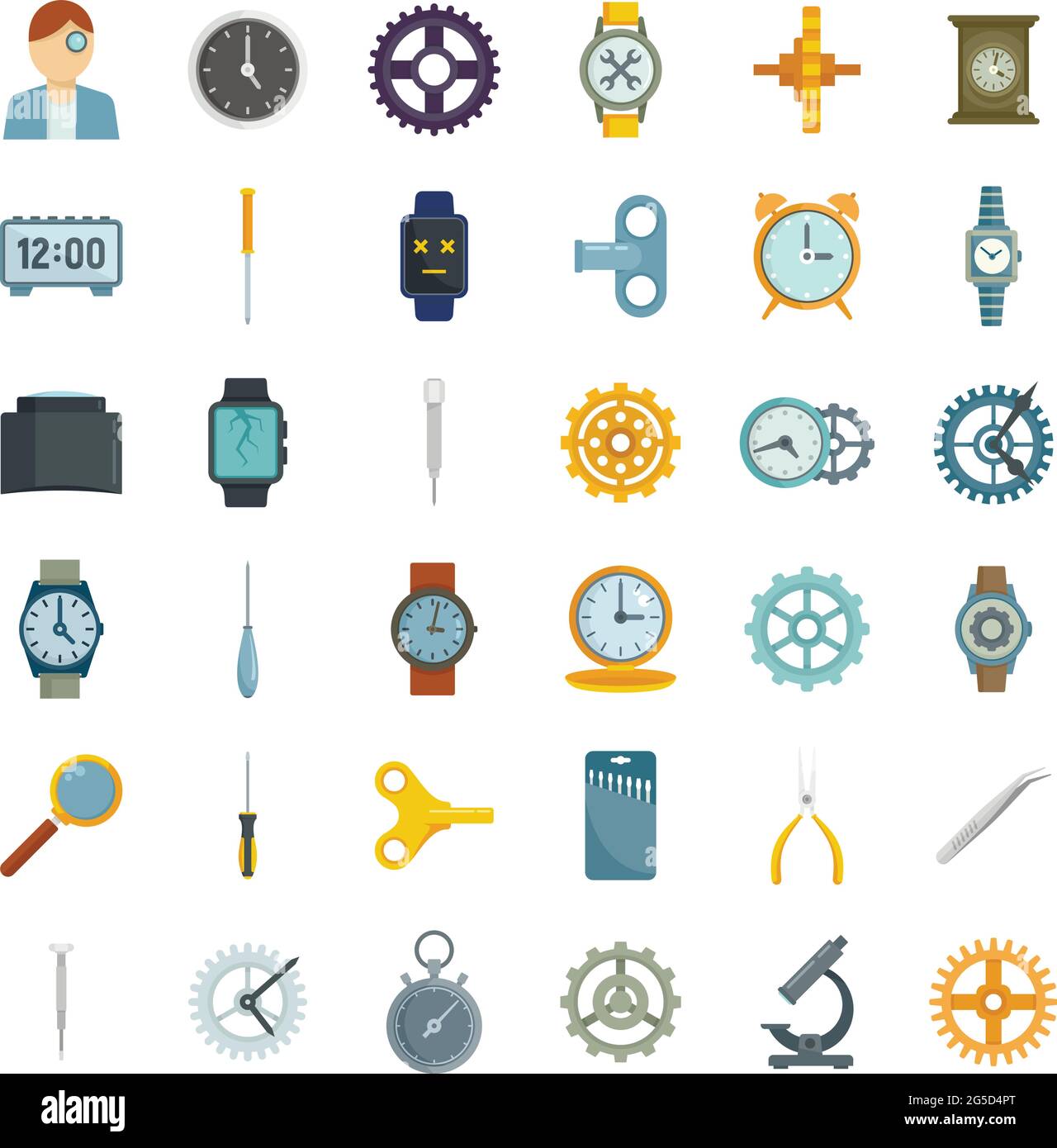Watch repair icons set flat vector isolated Stock Vector Image & Art ...