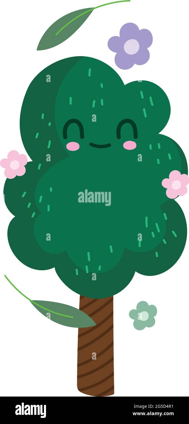 cute green tree flowers Stock Vector Image & Art - Alamy