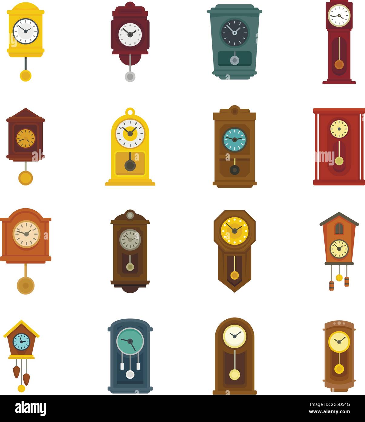 Pendulum clock icons set flat vector isolated Stock Vector Image & Art ...